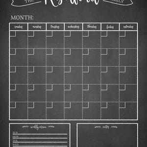 Chalkboard Calendar Printable-chalkboard Dry Erase-cutomizable Mulitple ...