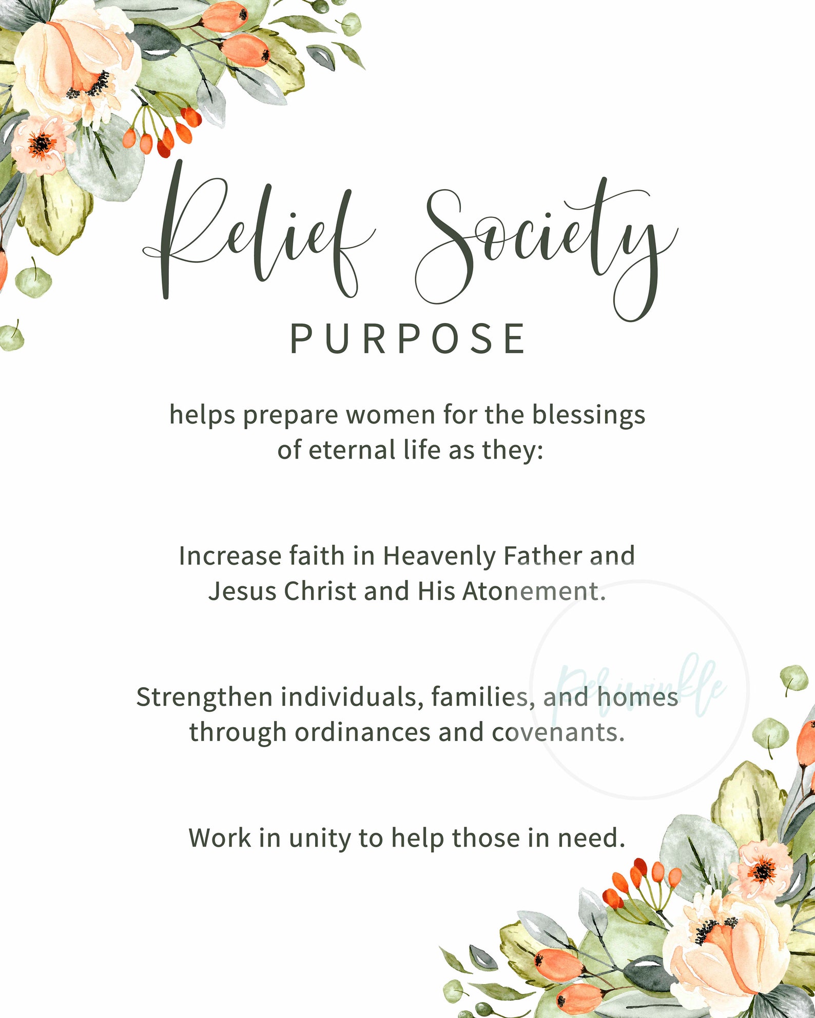 LDS Relief Society Printable Set-relief Society Purpose & Declaration ...