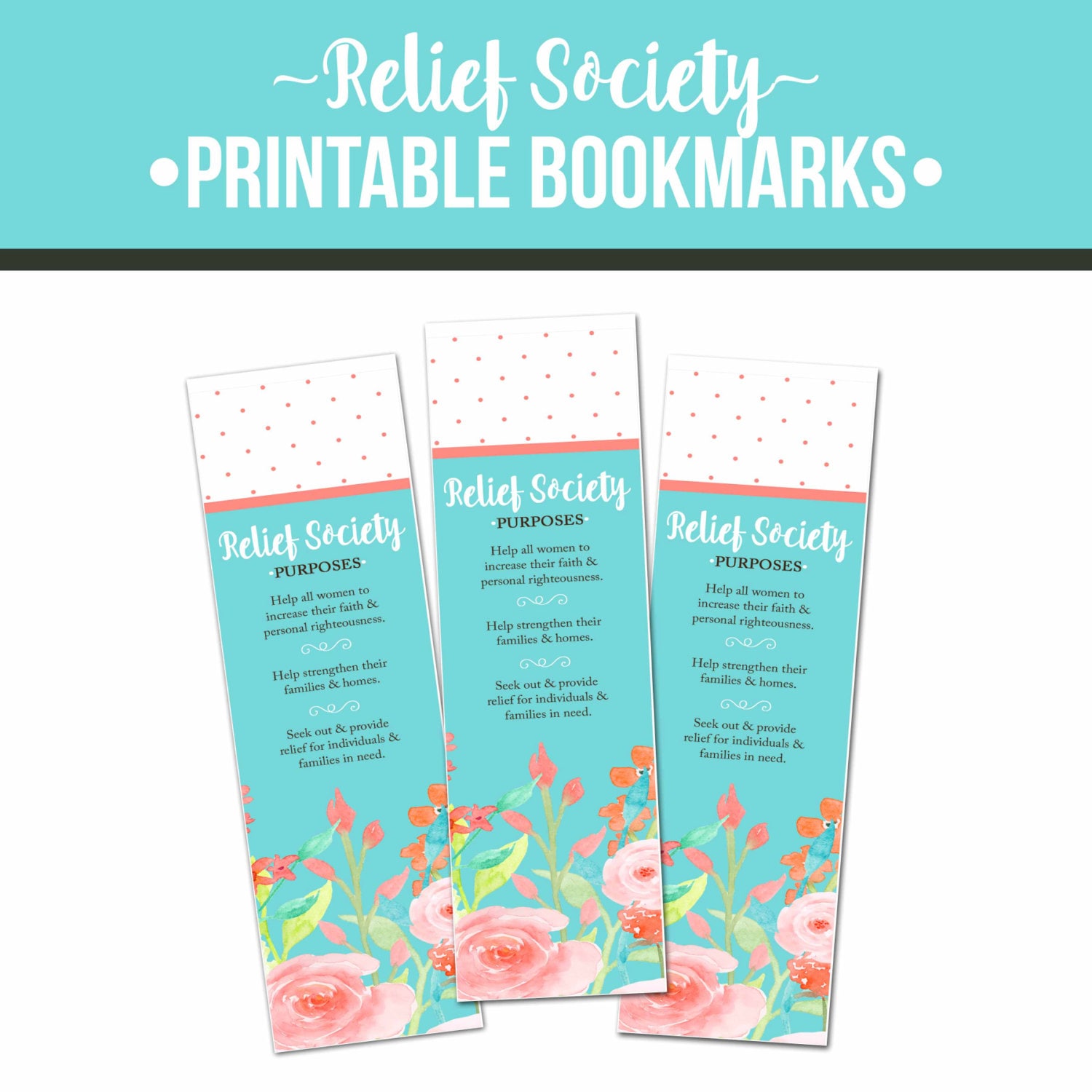 Relief Society Bookmark printables-DIY-Instant Download-Relief | Etsy