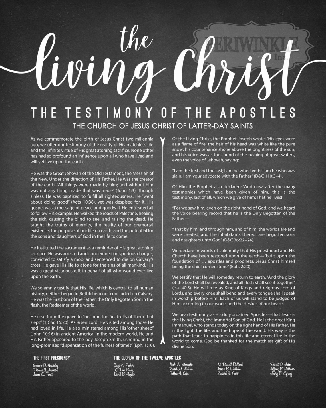 The Living Christ-printable-chalkboard Style-lds-multiple - Etsy