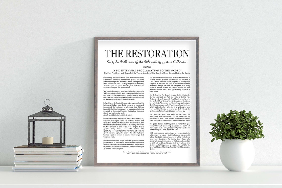 Restoration Bicentennial Proclamation-april 2020 General Conference ...