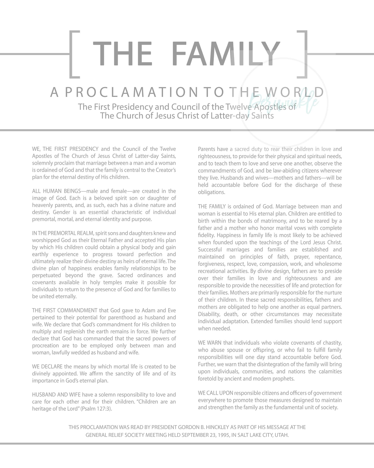 Lds-family Proclamation-living Christ & Articles of Faith Set-multiple ...