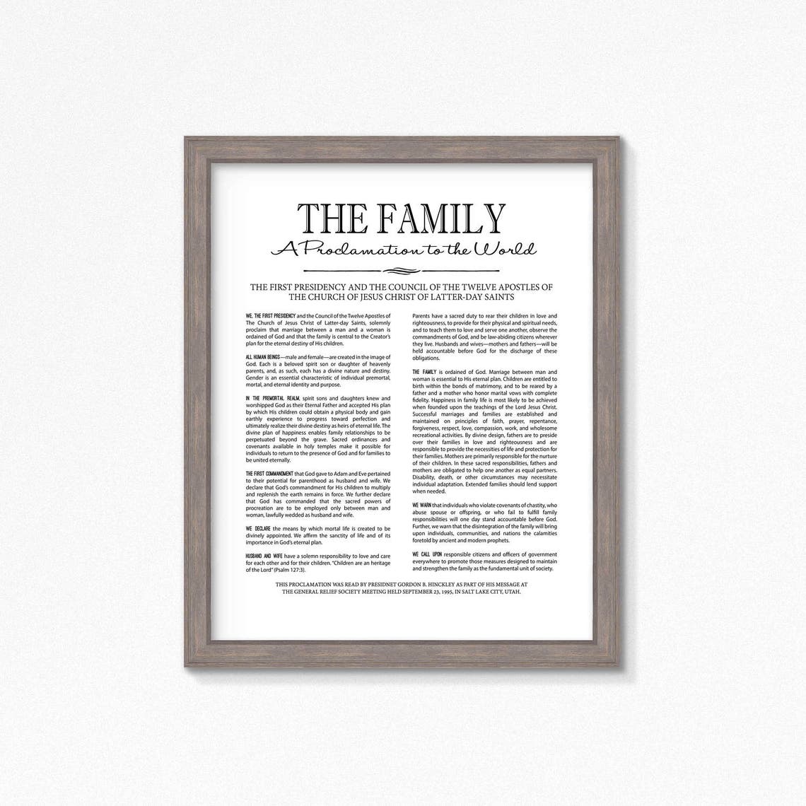 LDS Family Proclamation-printable-black Text-multiple Size Choices ...