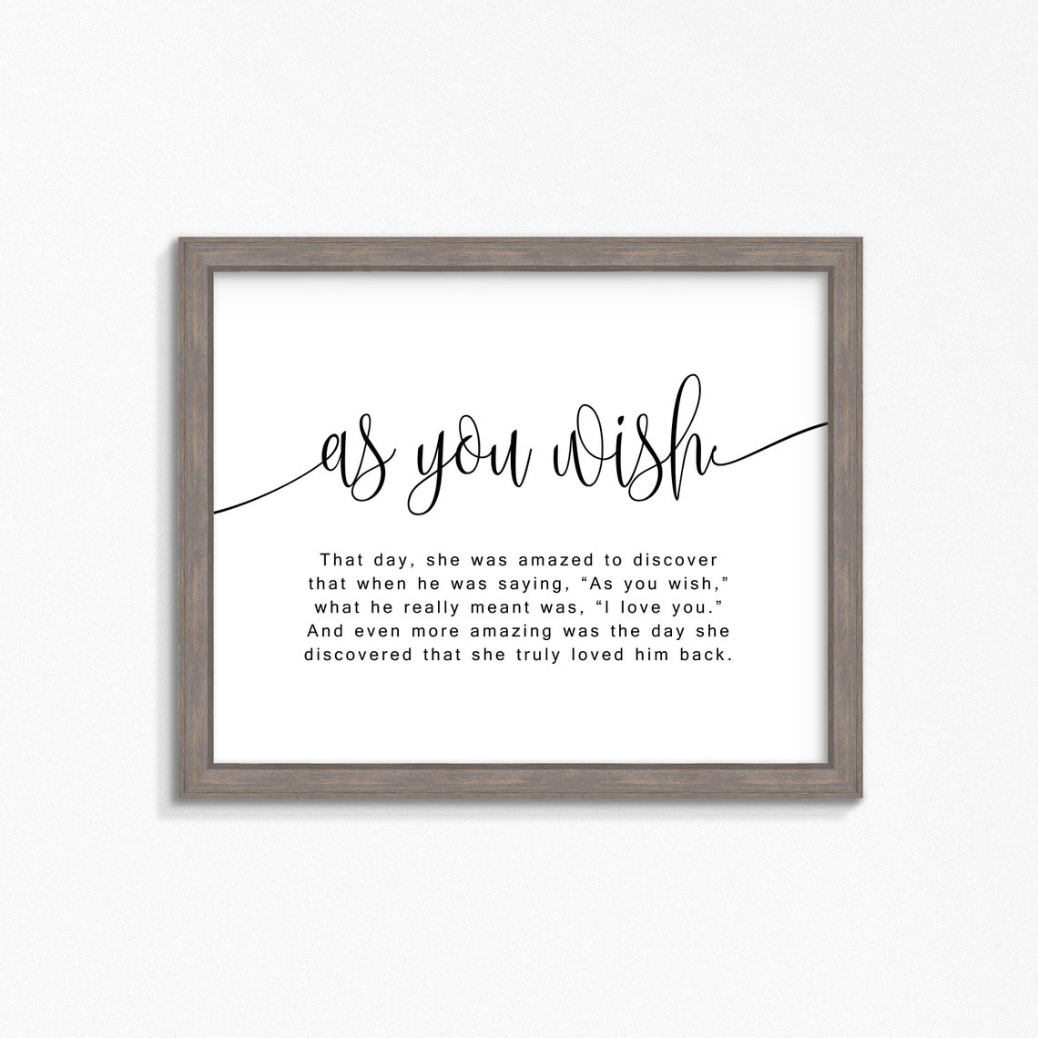 As You Wish-princess Bride Quote-wedding/anniversary Gift-home Decor ...