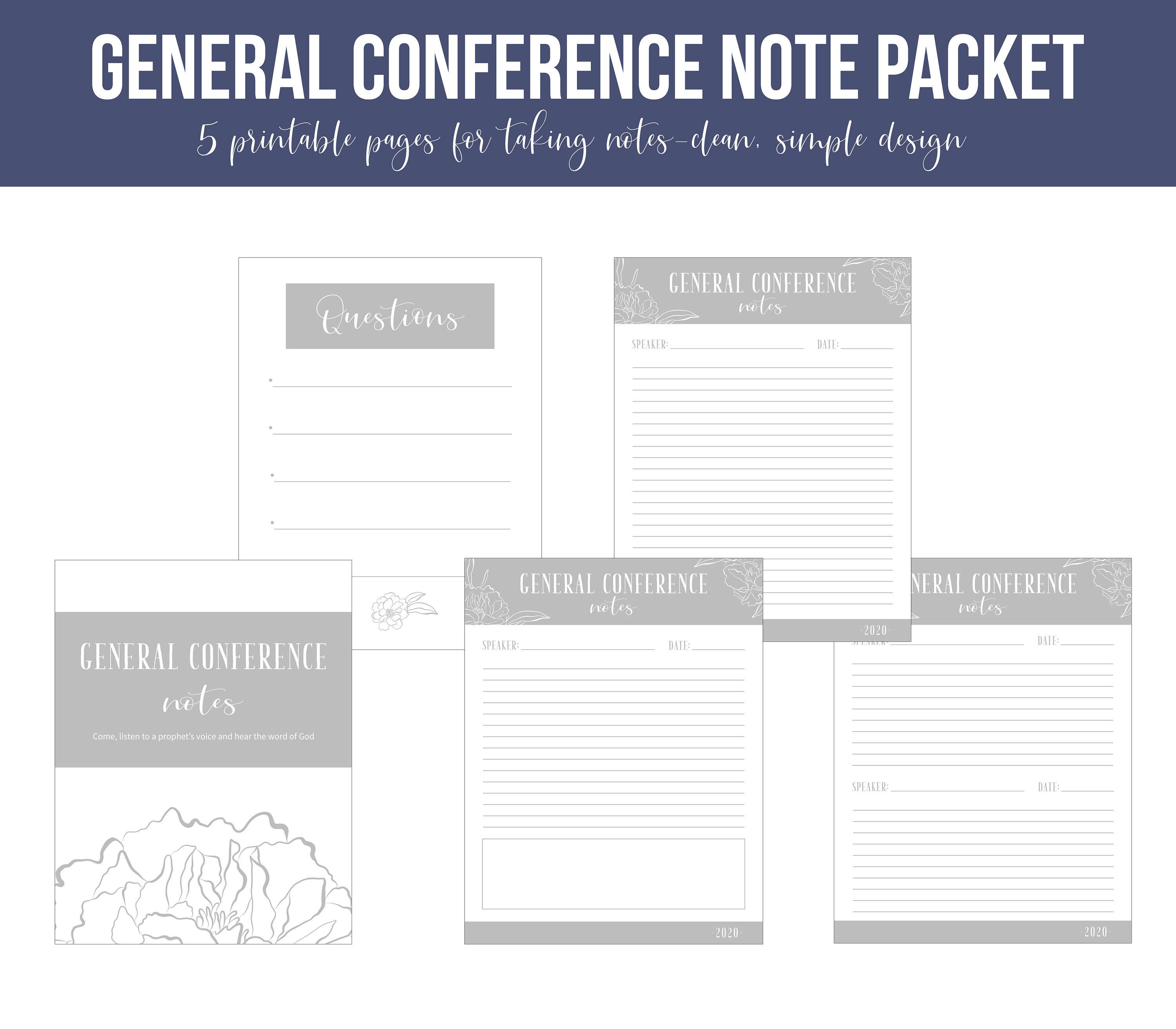 General Conference Notes/Journal packet-April | Etsy