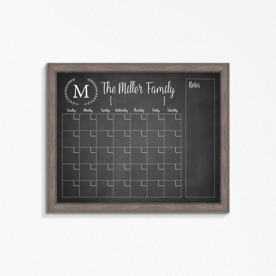 Chalkboard Calendar Printable-chalkboard Dry Erase-cutomizable Mulitple ...