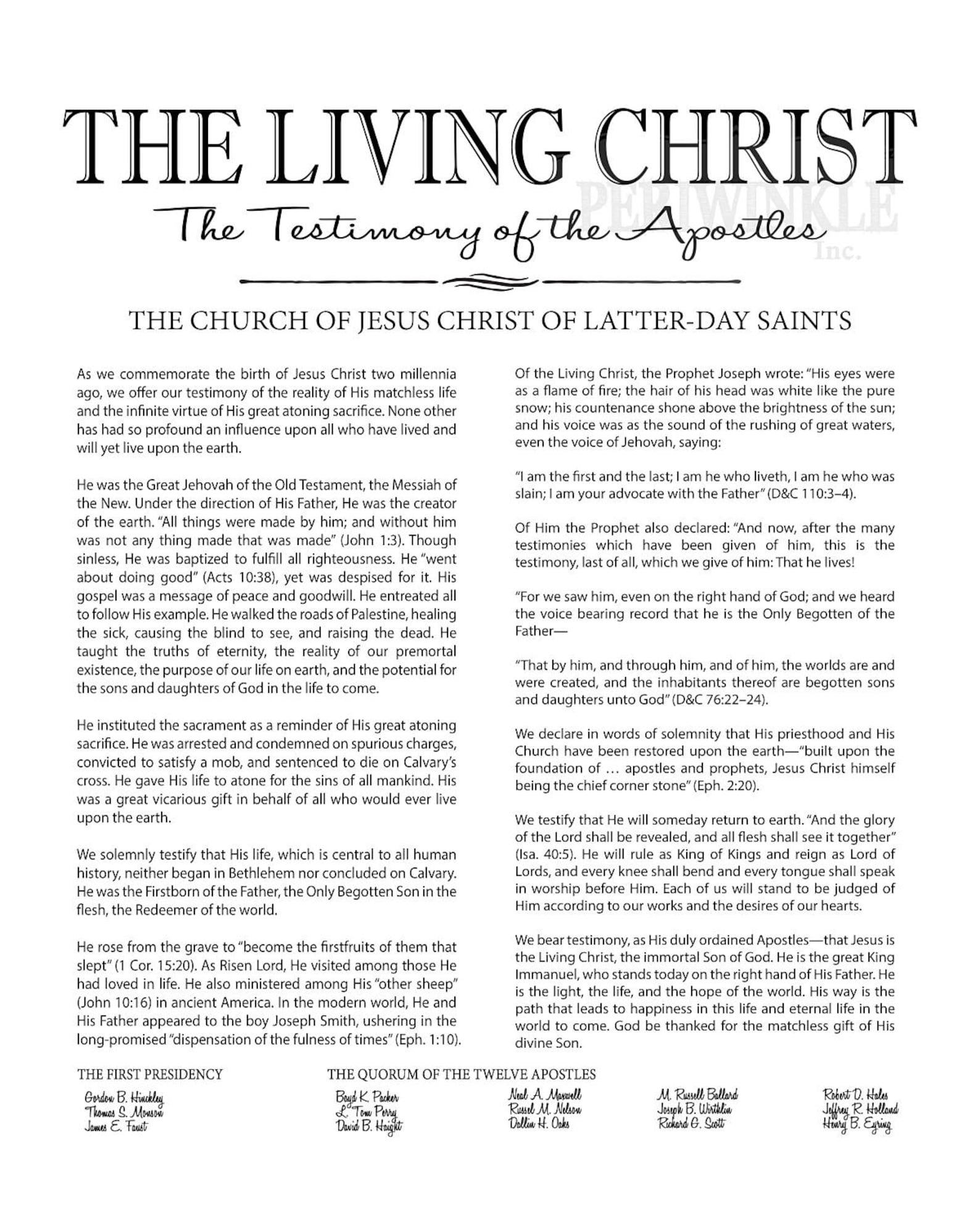 The Living Christ-printable-lds-multiple Size Choices Available-black ...