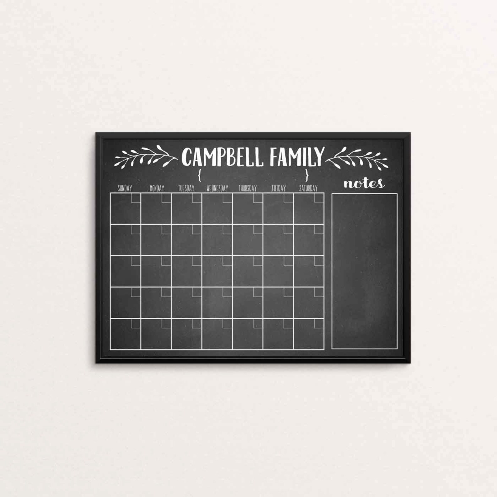 Chalkboard Calendar Printable-chalkboard Dry Erase-cutomizable Mulitple ...