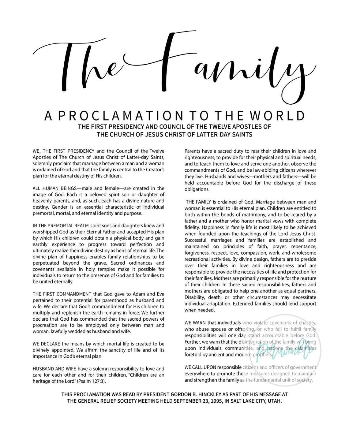 Lds-family Proclamation-living Christ & Articles of Faith Set-multiple ...