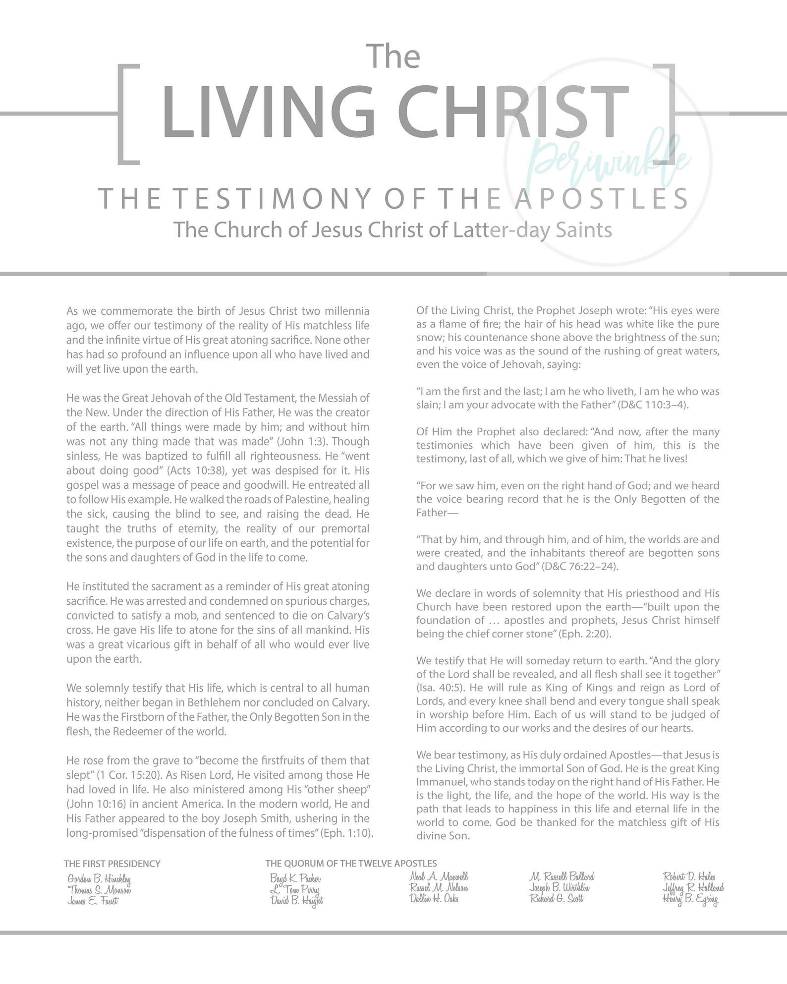 LDS the Living Christ and Family Proclamation Printable-clean - Etsy