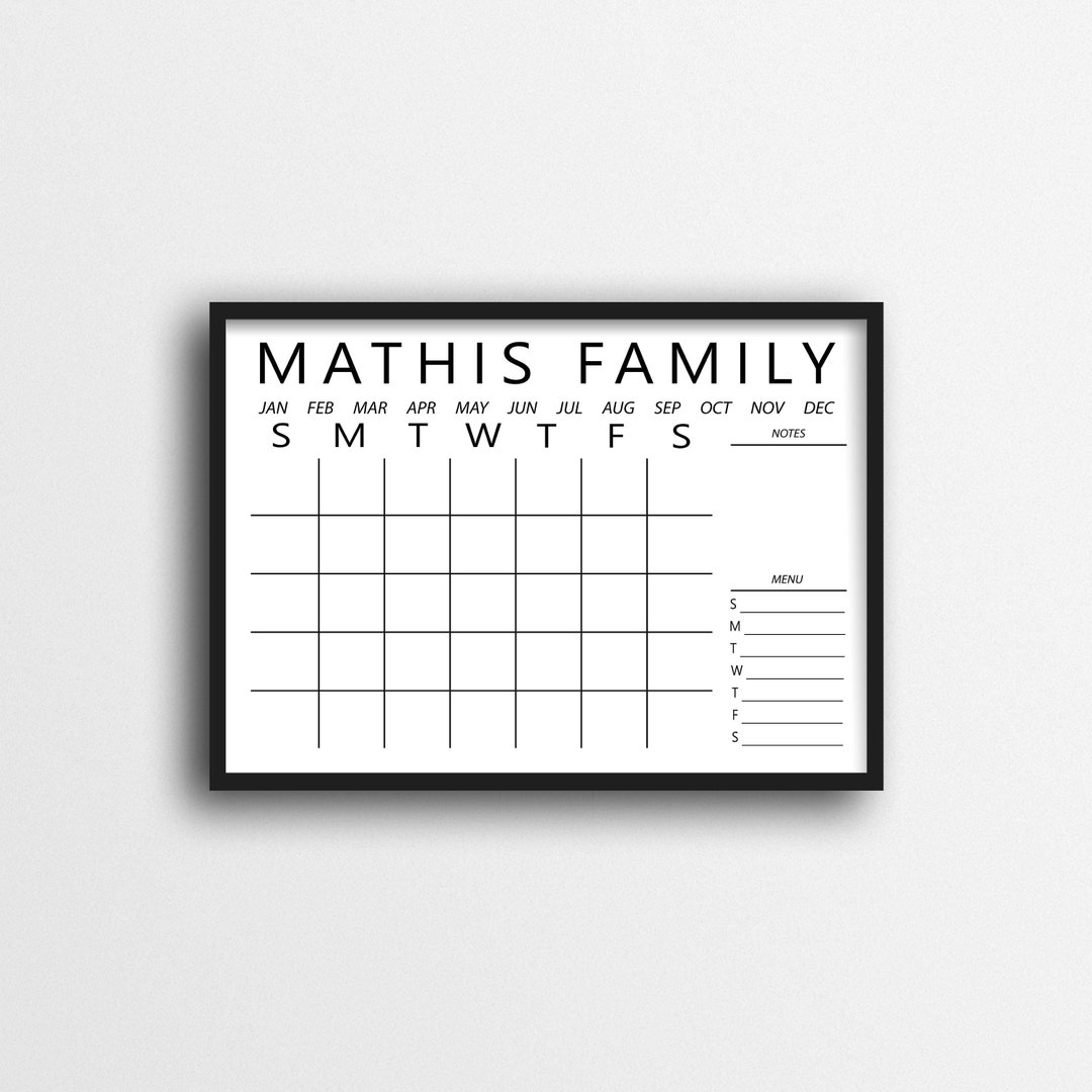 Dry Erase Calendar Printable-chalkboard Dry Erase-cutomizable Mulitple ...
