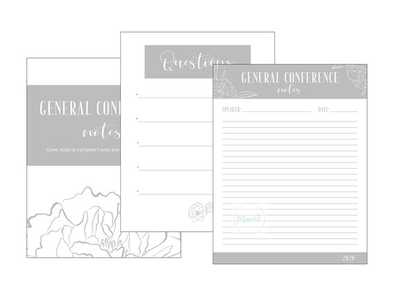 General Conference Notes/journal Packet-april - Etsy