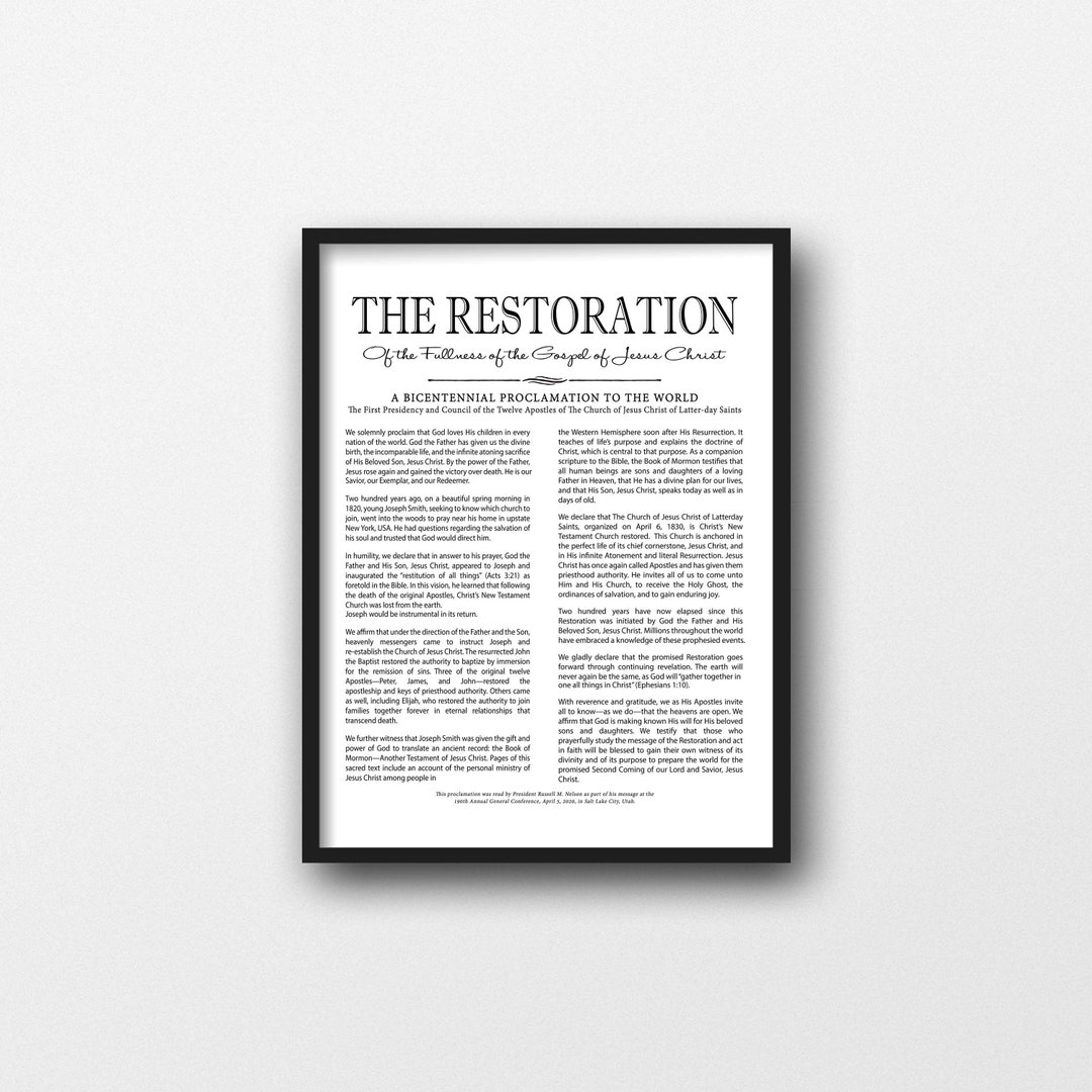 Restoration Bicentennial Proclamation-april 2020 General Conference ... Restoration Bicentennial Proclamation-april 2020 General Conference ...
