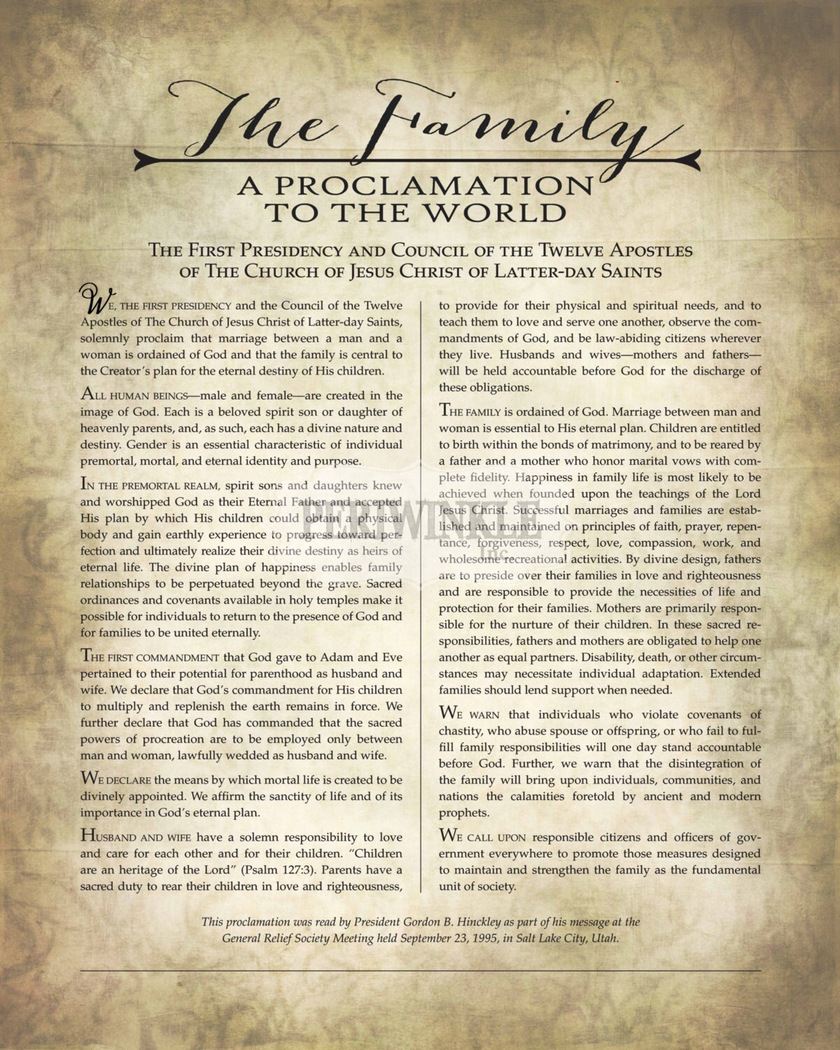 Family Proclamation-instant Download-digital Files-multiple Sizes ...