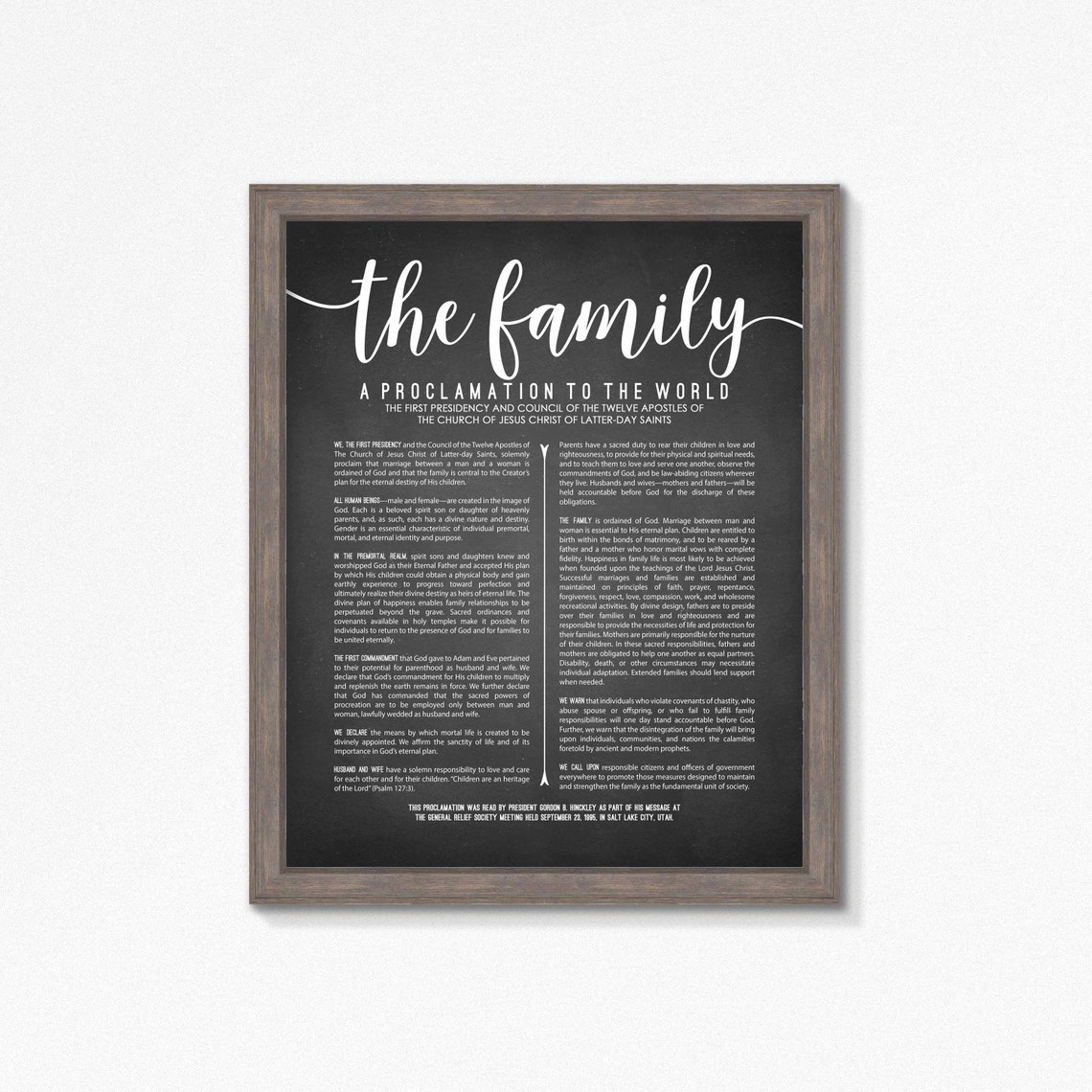 LDS Family Proclamation-printable-multiple Size Choices Available-black ...
