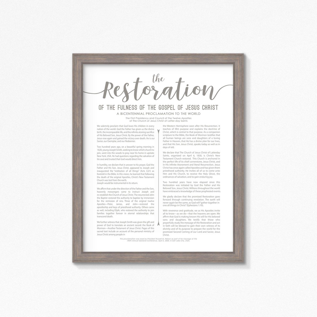 Restoration Bicentennial Proclamation-april 2020 General Conference ... Restoration Bicentennial Proclamation-april 2020 General Conference ...