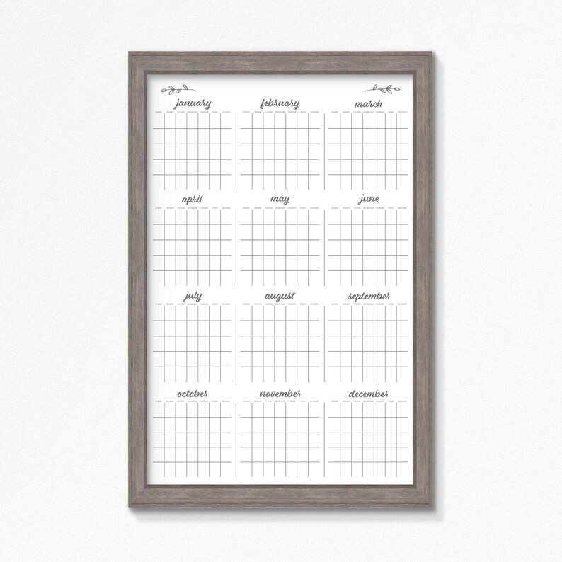 Perpetual/yearly-dry Erase Calendar Printable-family | Etsy