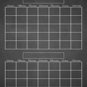 Chalkboard Calendar Printable 2 Month Veiw - Fully Cutomizable Mulitple ...