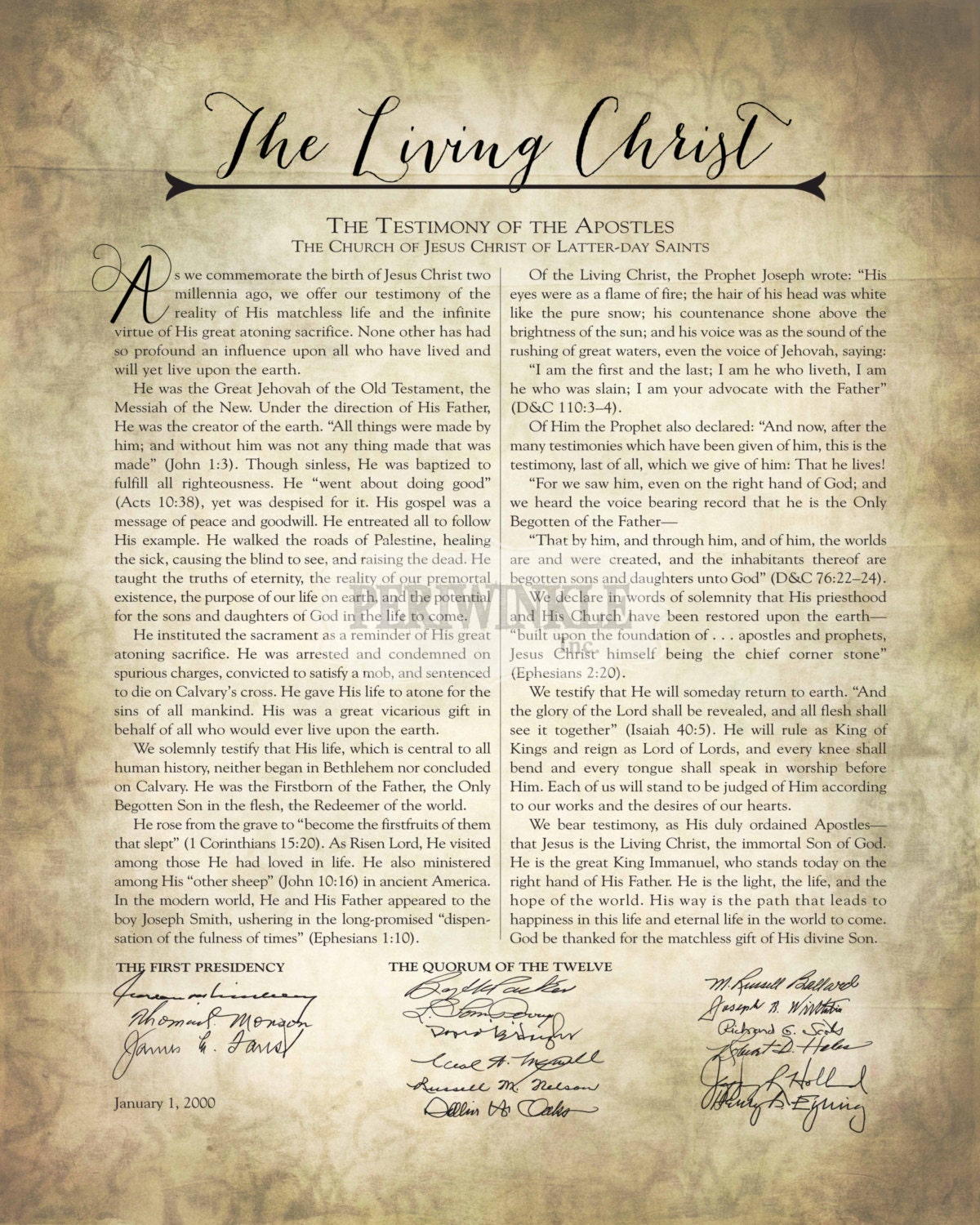 LDS the Living Christ Printable-instant Download-mulitple | Etsy