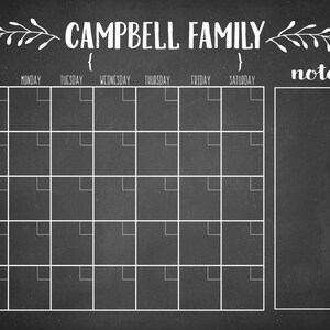 Chalkboard Calendar Printable-chalkboard Dry Erase-cutomizable Mulitple ...