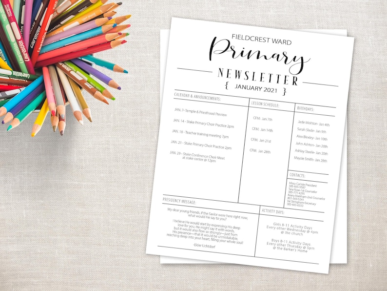 Primary Newsletter-editable-instant Download-easy to Use - Etsy