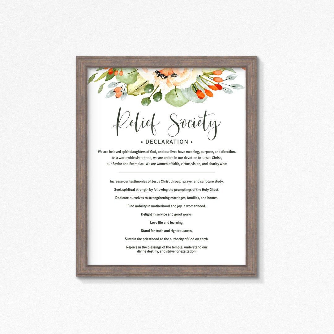 Relief Society Declaration Poster Printables-mulitple Sizes Included ...