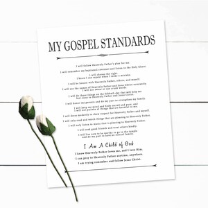 Lds-gospel Standards-multiple Size Choice Printable-black Text-baptism ...