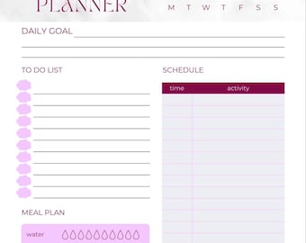 Pink Digital Printable Daily Planner - Etsy