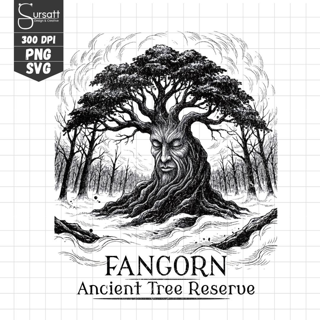 Vintage Forest Spirit Tree SVG PNG | Ancient National Park Drawing - Etsy