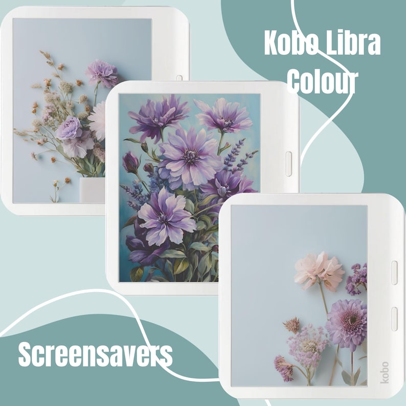 Kobo Blue Screensaver Set of (3) | Digital Download | Kobo Clara Colour ...