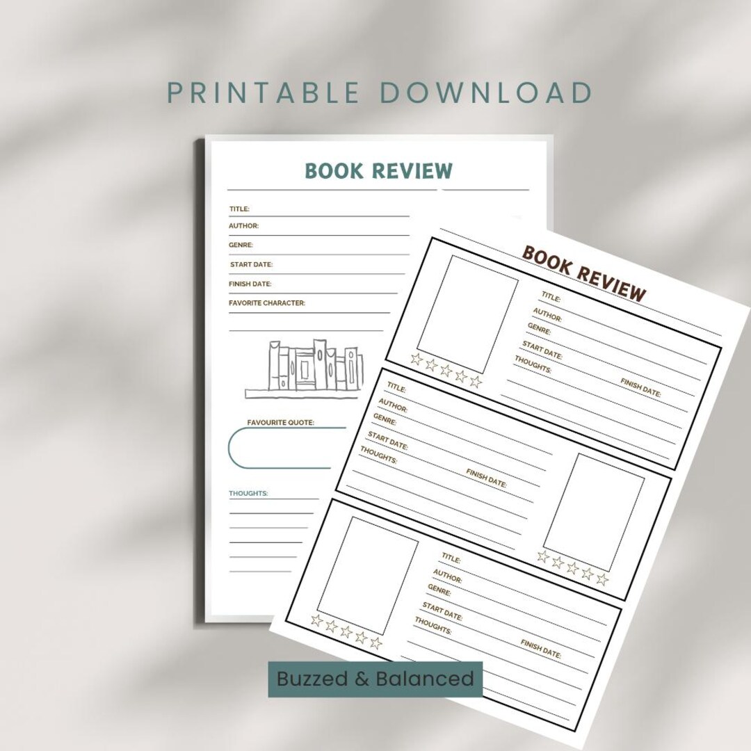 Digital Download | PRINTABLE | (2) Book Reviews | 8.5x11" Printable ...
