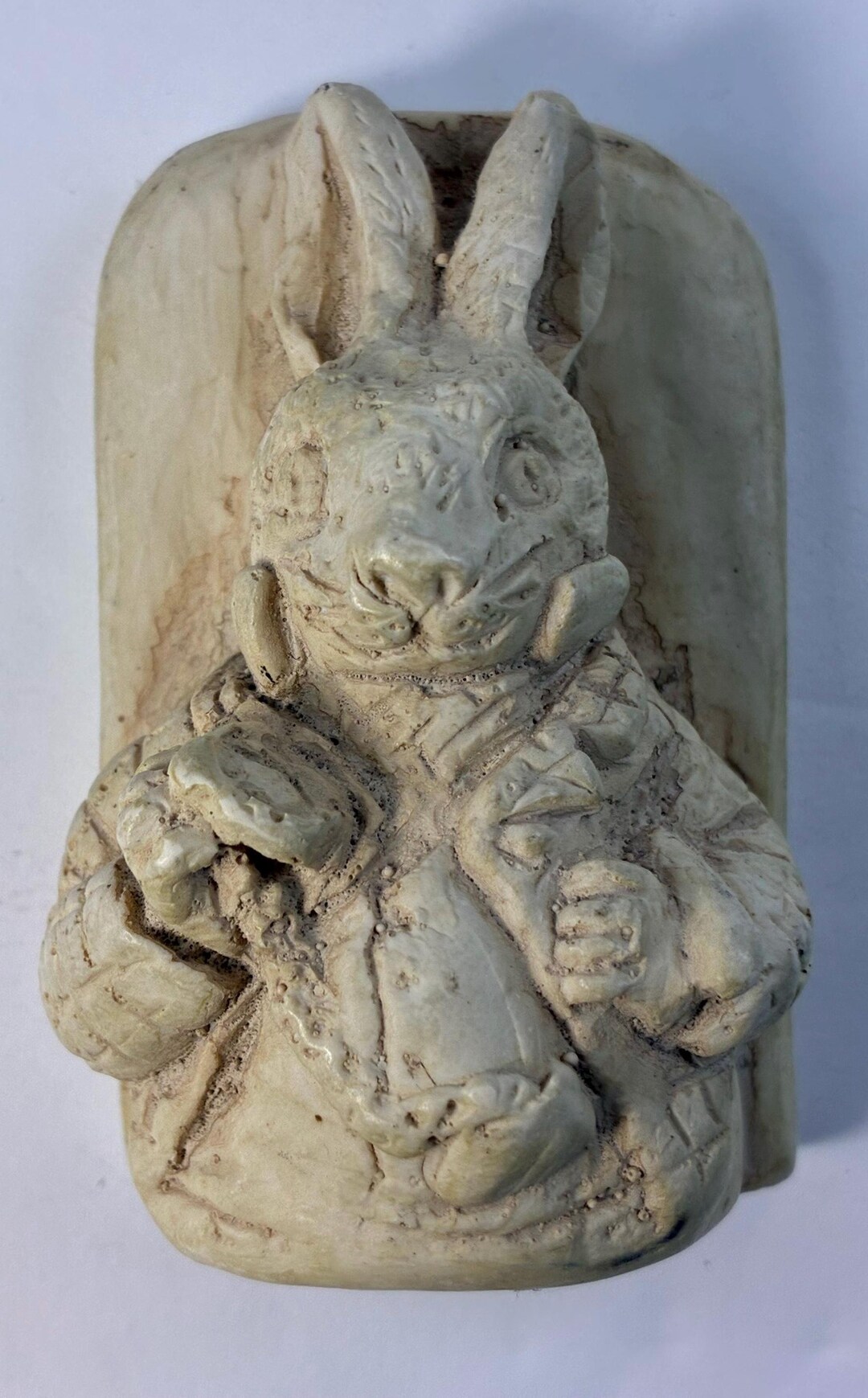 Folk Art Handmade Bunny Figurine of Air Dry Clay Marked Oxford ...