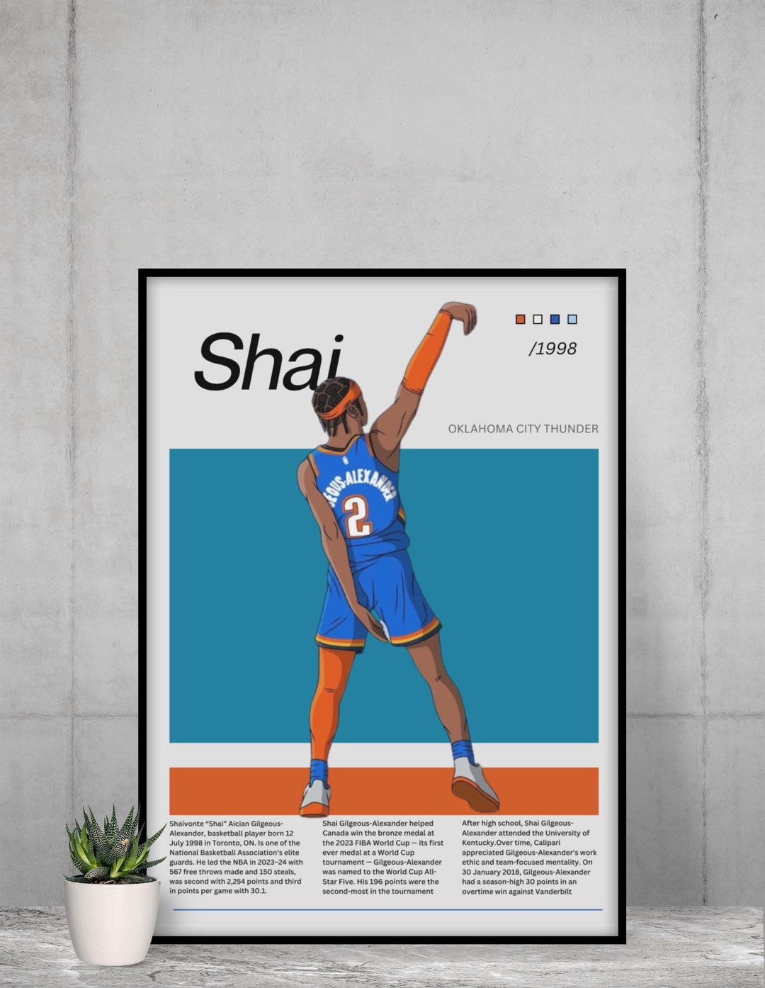 Shai Gilgeous-alexander Poster - Oklahoma City Thunder - NBA Poster Art ...