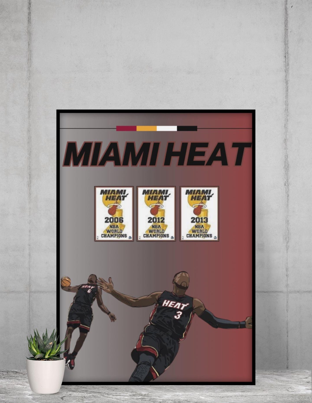 Miami Heat Poster - Lebron and Wade Poster - Vintage Lebron Poster ...