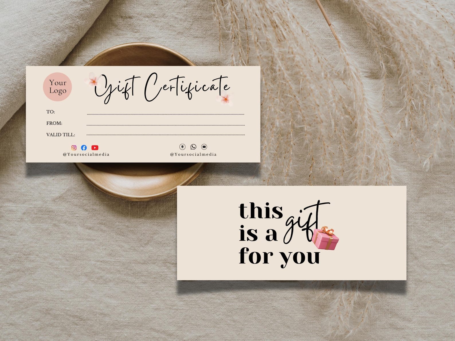 Editable Gift Card Template Printable Gift Voucher Template Modern DIY ...