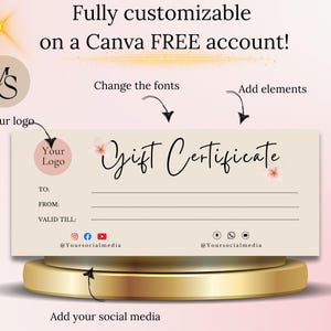 Editable Gift Card Template Printable Gift Voucher Template Modern DIY ...