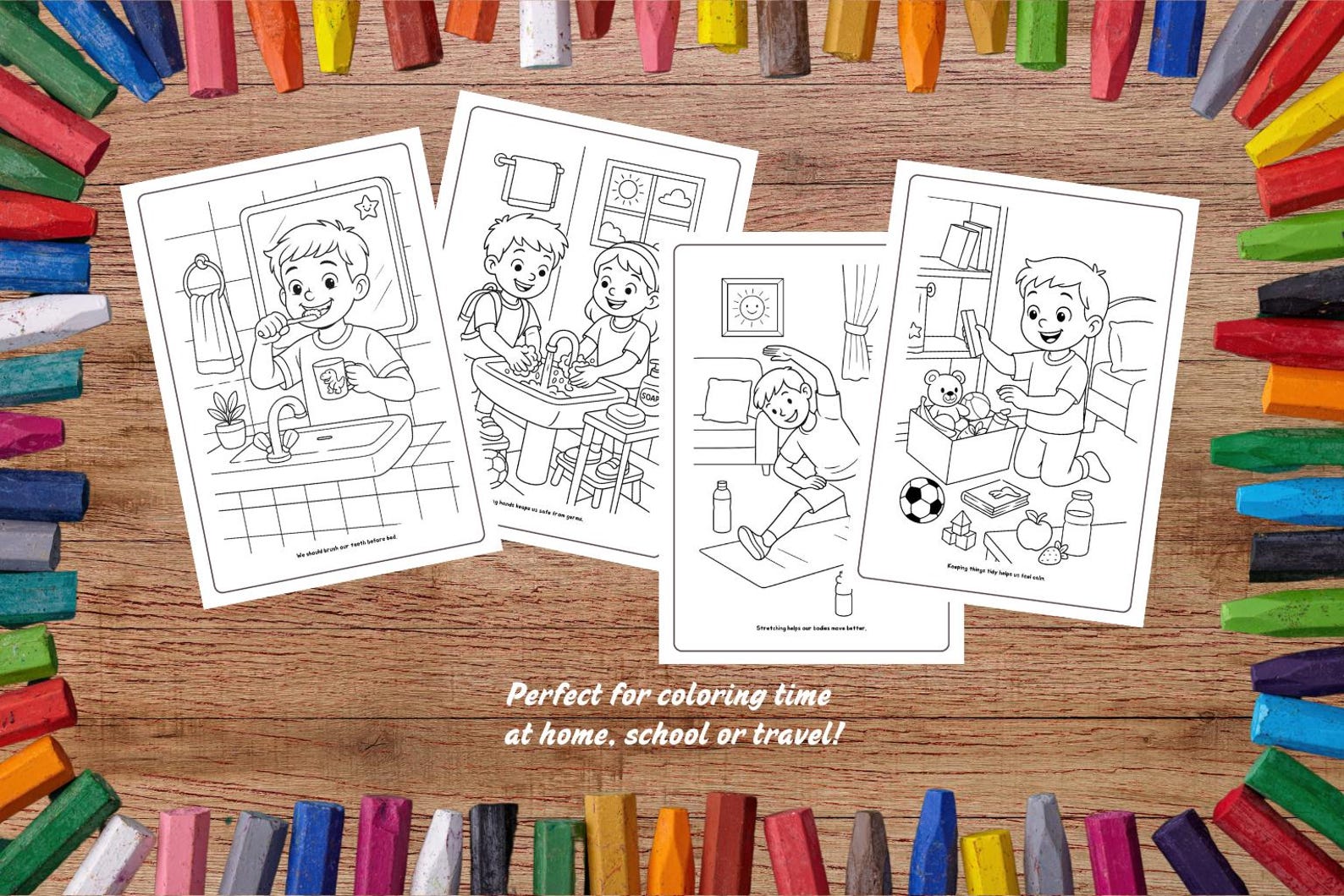 Healthy Habits Coloring Book – Educational Fun Printable Wellness ...
