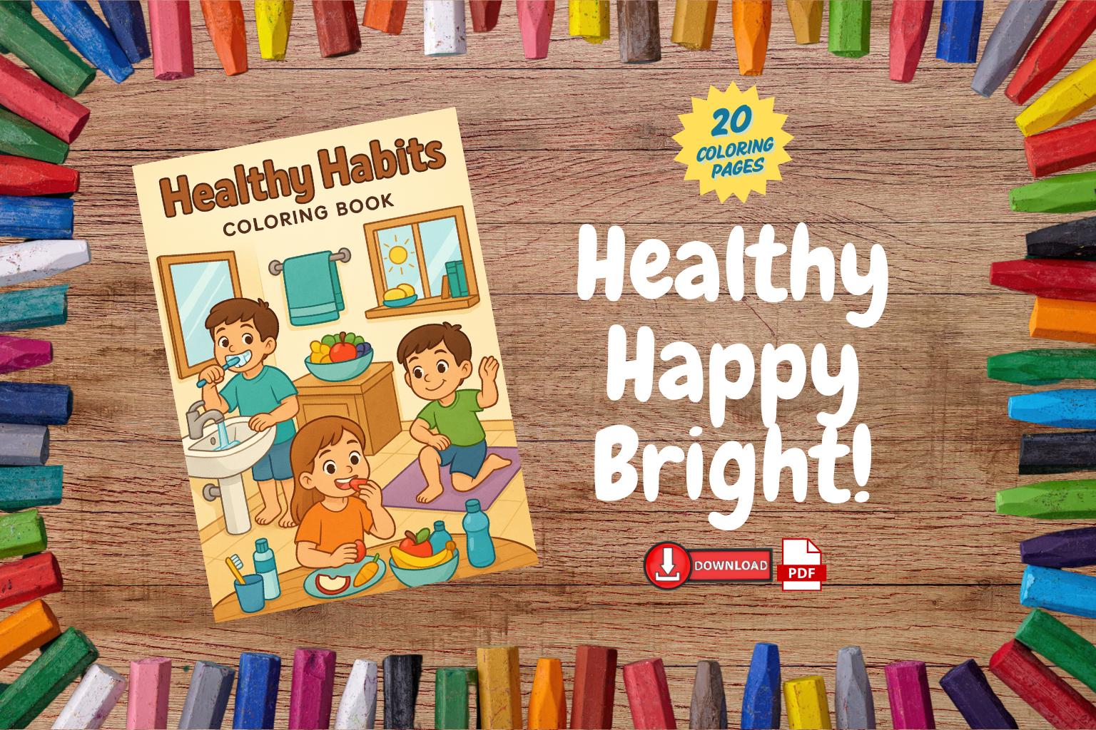 Healthy Habits Coloring Book – Educational Fun Printable Wellness ...