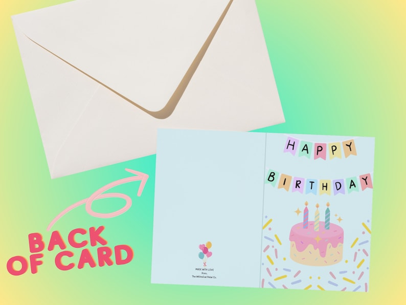 Pastel Birthday Card | Printable Happy Birthday Foldable Card | Digital ...