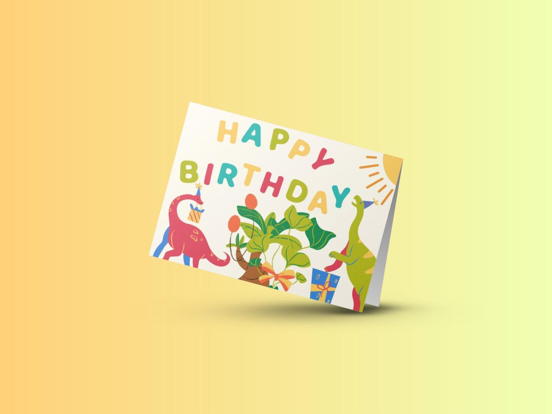 Printable Birthday Card | Dinosaur Themed Birthday Card | Digital ...