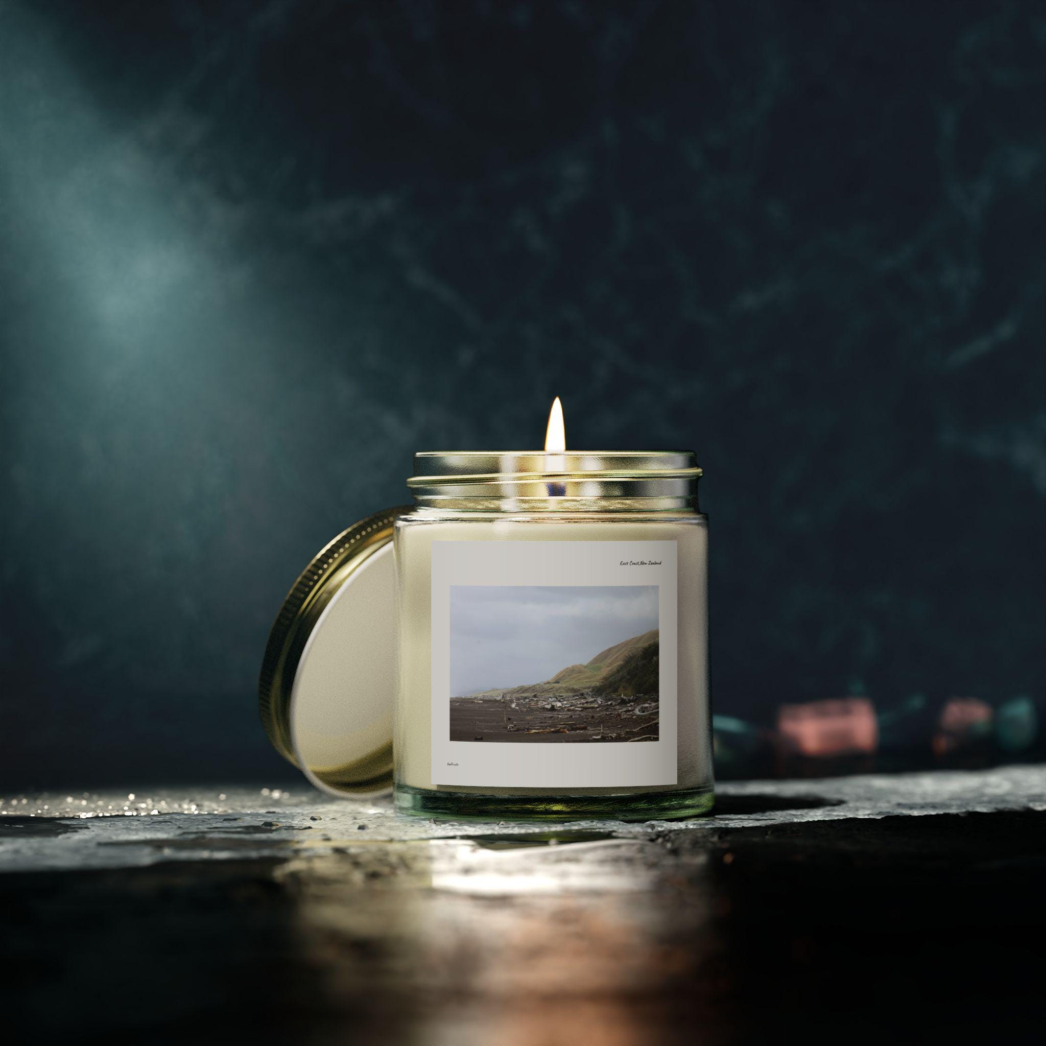 Scented Candle, New Zealand Beach Design, Coconut Apricot Wax, Ocean ...