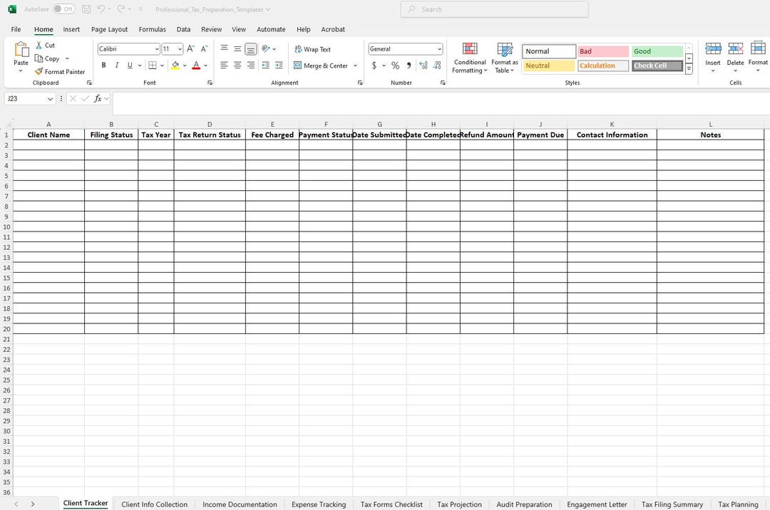 Tax Preparer Template, Editable Excel Forms, Tax Organizer, Client ...
