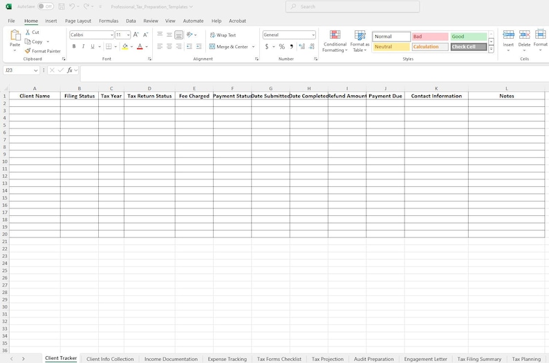 Tax Preparer Template, Editable Excel Forms, Tax Organizer, Client ...