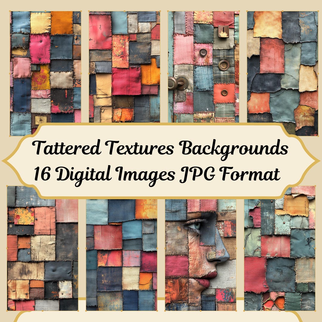 Tattered Textures Fabric Backgrounds, Distressed Patchwork Designs ...