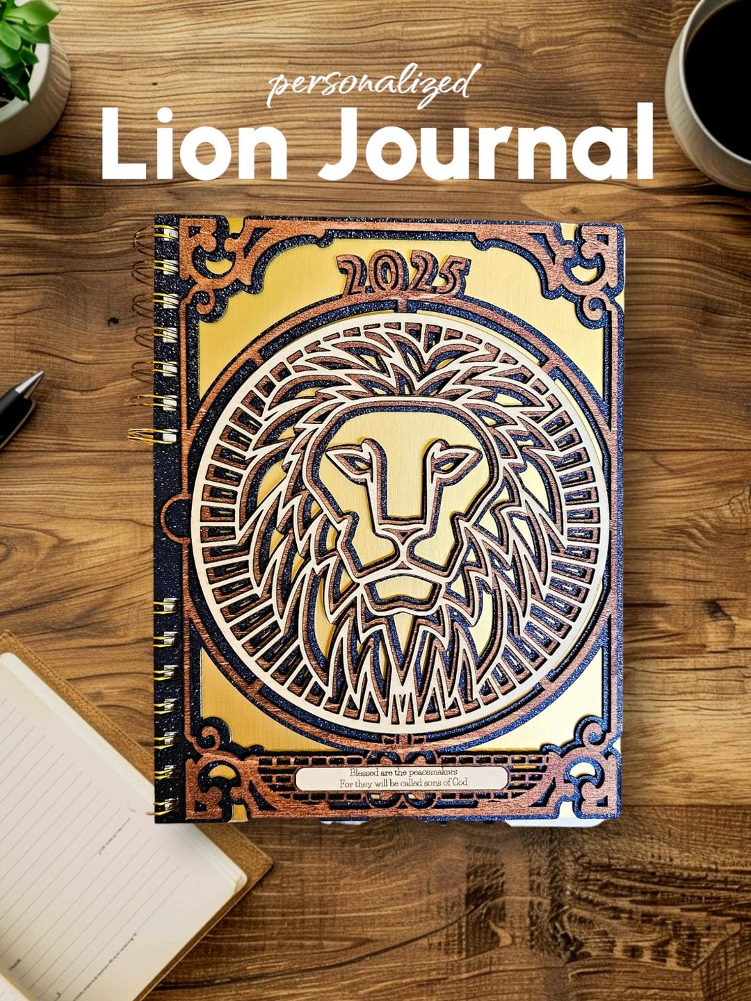 Personalized Lion Journal - Laser Cut Wood Cover - Etsy