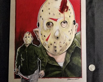 Friday the 13th Jason’s Mask (no Knife) Original Colored Pencil Drawing ...