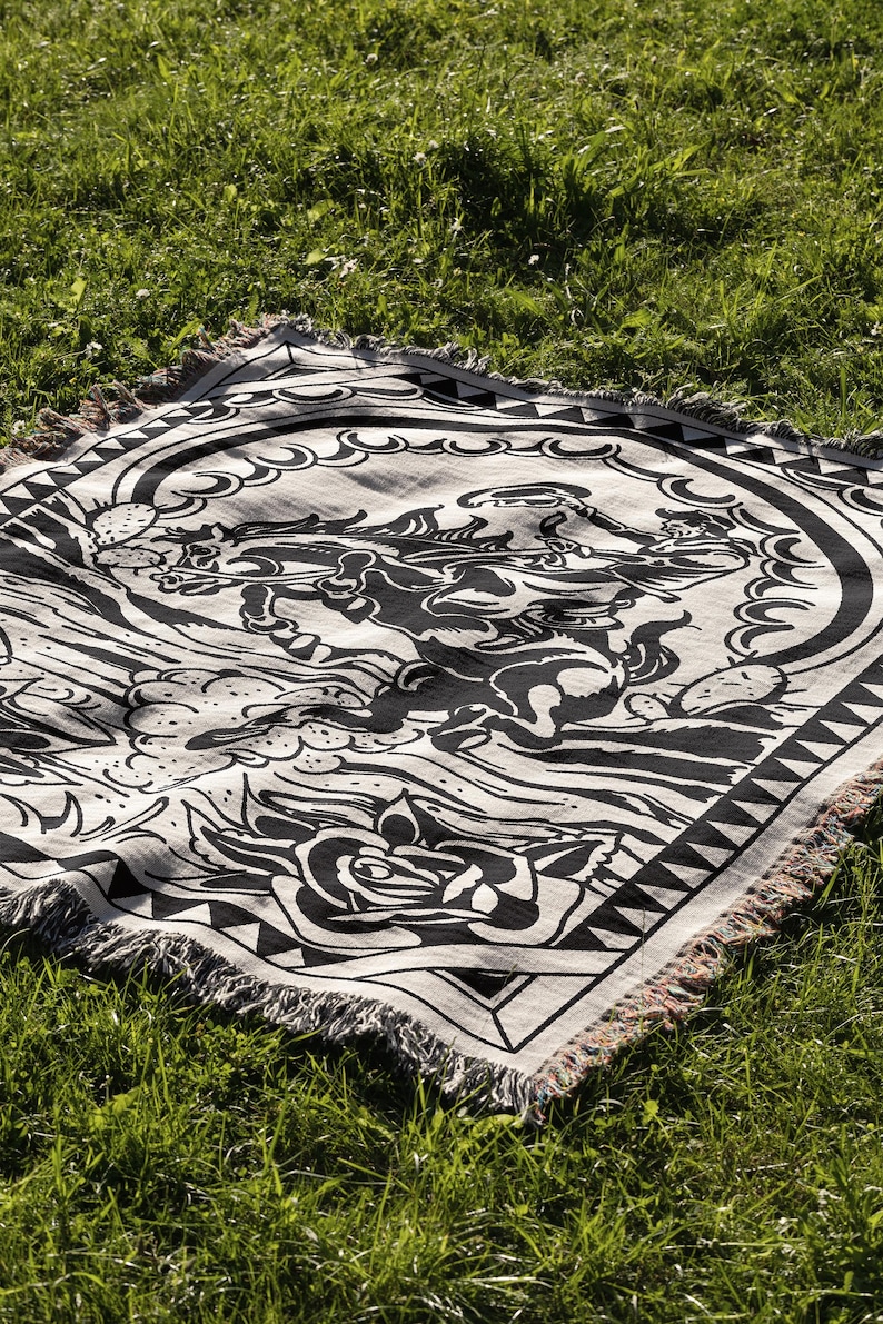 Traditional Tattoo Woven Cowboy Blanket Flash - Etsy