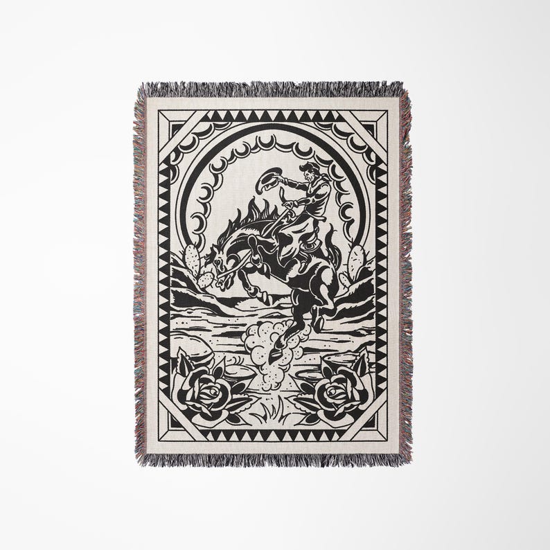Traditional Tattoo Woven Cowboy Blanket Flash - Etsy