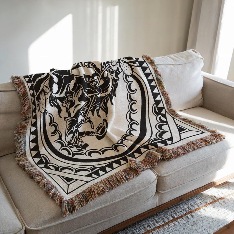 Traditional Tattoo Woven Cowboy Blanket Flash - Etsy