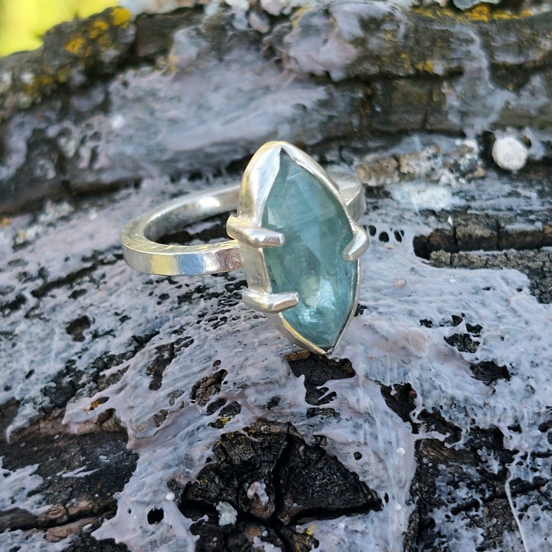 ICY KYANITE RING, One of a Kind Ring, Size 8, Spring Ring, Cocktail ...